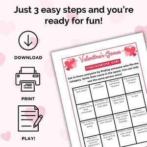 Valentine's Day Find Someone Who Game, Valentines Day Games, Valentines ...
