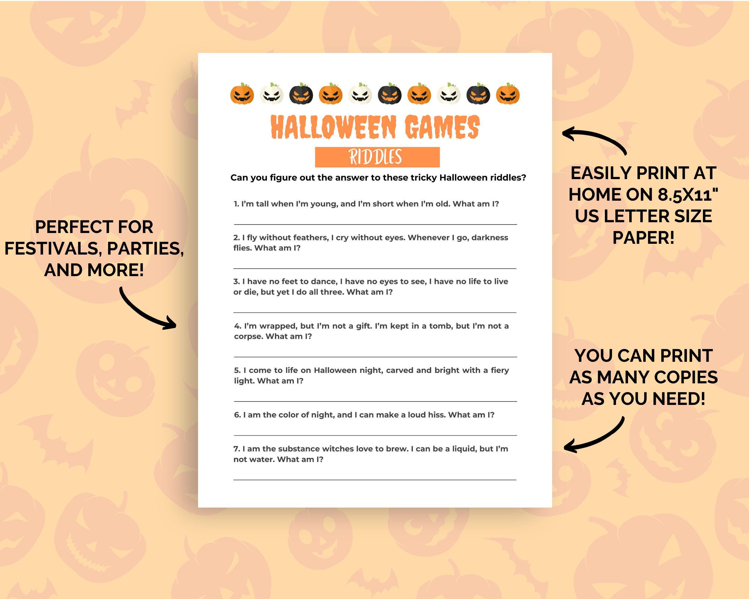 Halloween Riddles, Halloween Riddle Me This, Halloween Game, Halloween ...