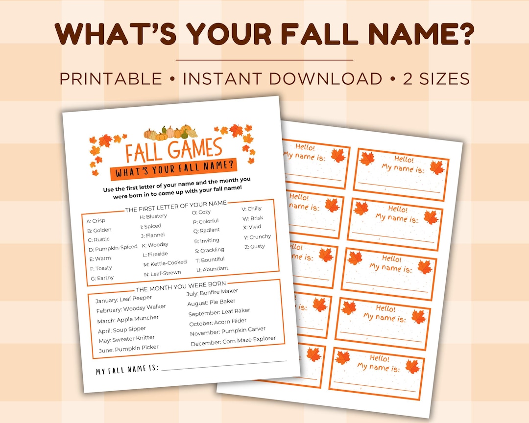 What's Your Fall Name, What's Your Name, What's Your Name Game, Fall ...