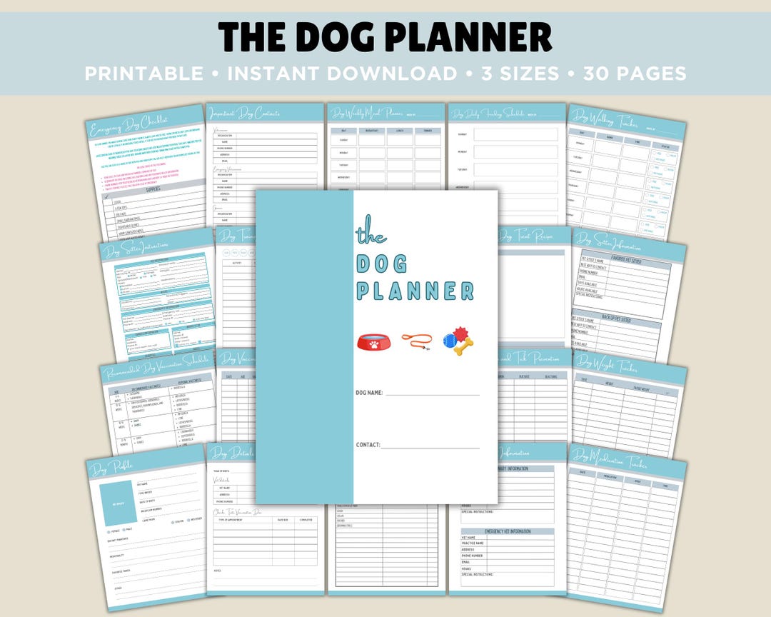 Dog Planner, Dog Care Planner, Printable Planner, Pet Planner, Puppy ...