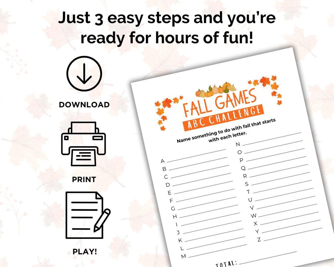 Fall Games, Fall Game Bundle, Autumn Games for Kids and Adults, Fall ...