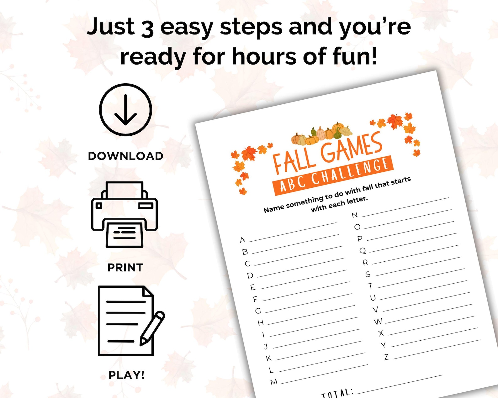 Fall Games, Fall Game Bundle, Autumn Games for Kids and Adults, Fall ...
