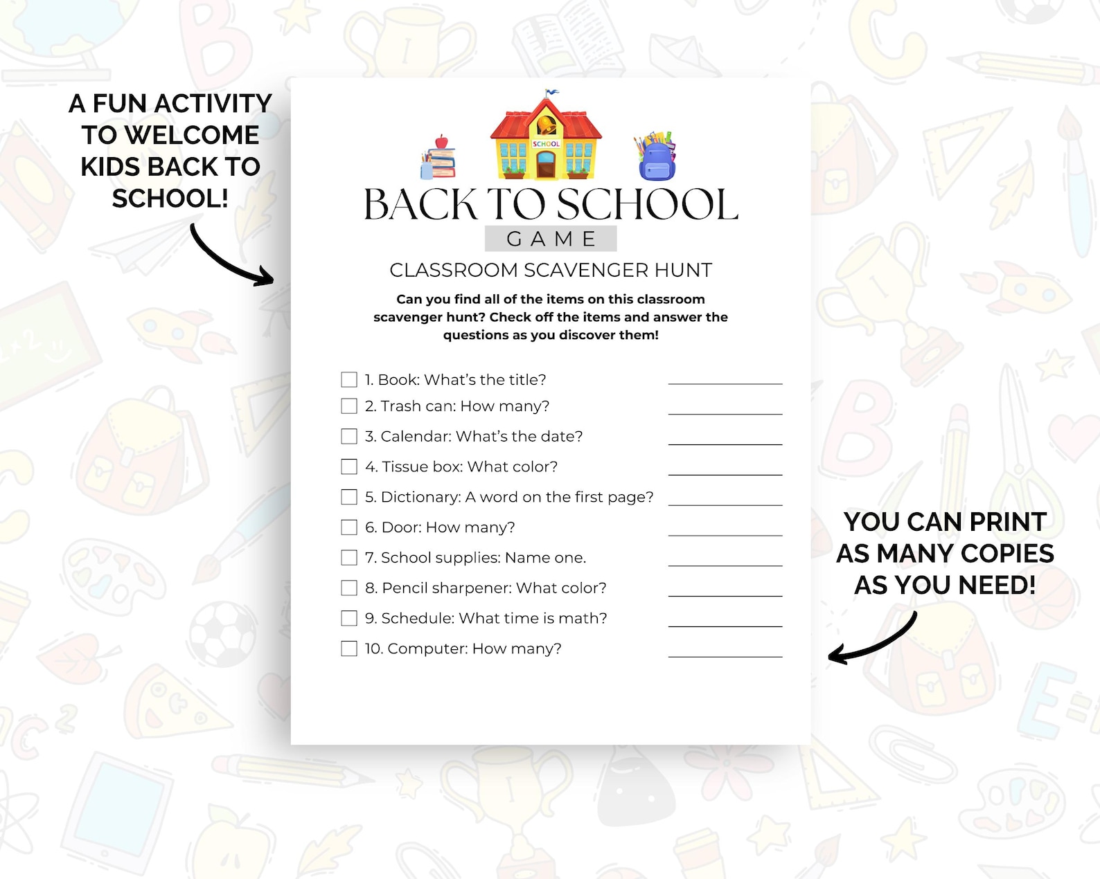 Back to School Classroom Scavenger Hunt, Classroom Treasure Hunt, Back ...