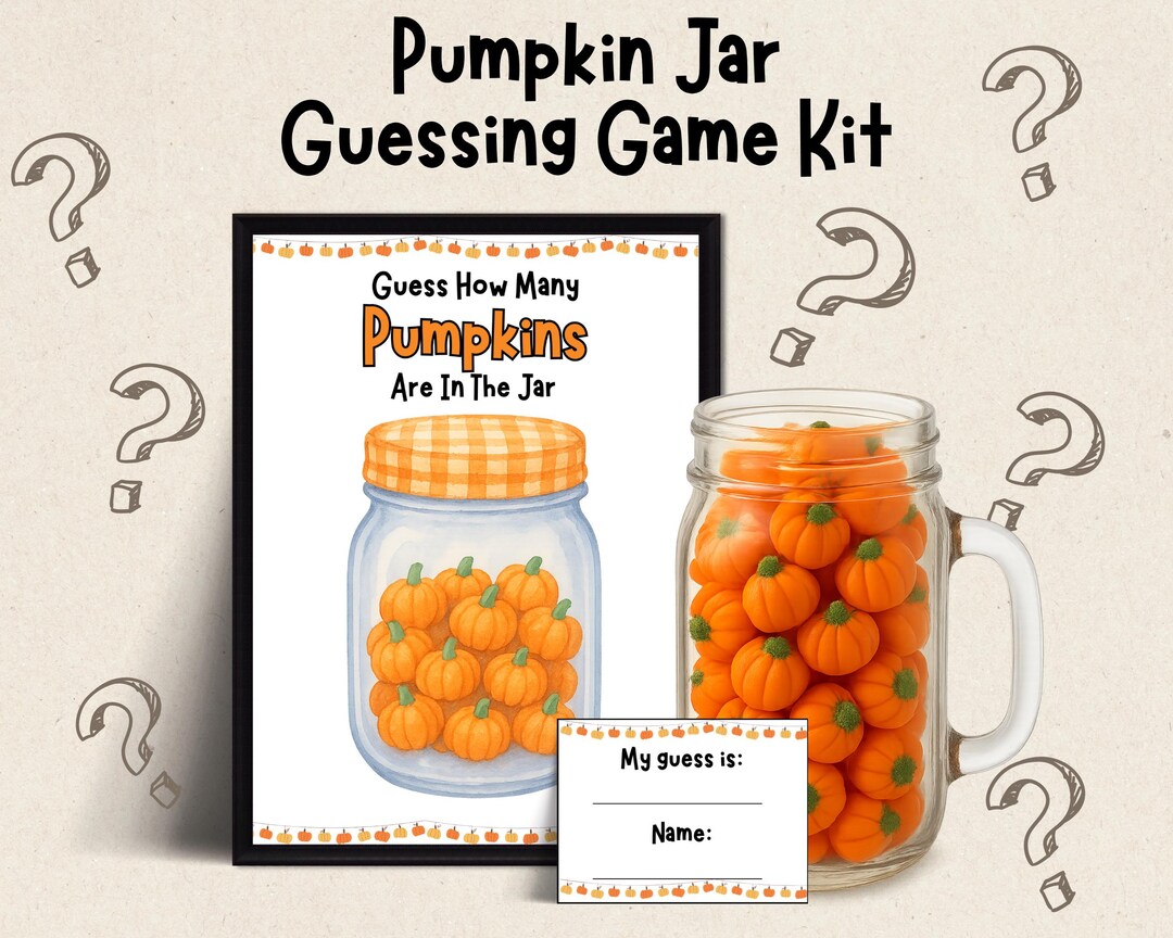 Guess How Many Candy Pumpkins in the Jar, Baby Shower Game, Kids ...