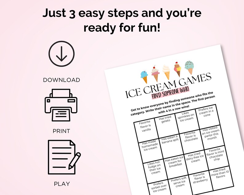 Ice Cream Find Someone Who Game, Ice Cream Game, Ice Cream Activity ...