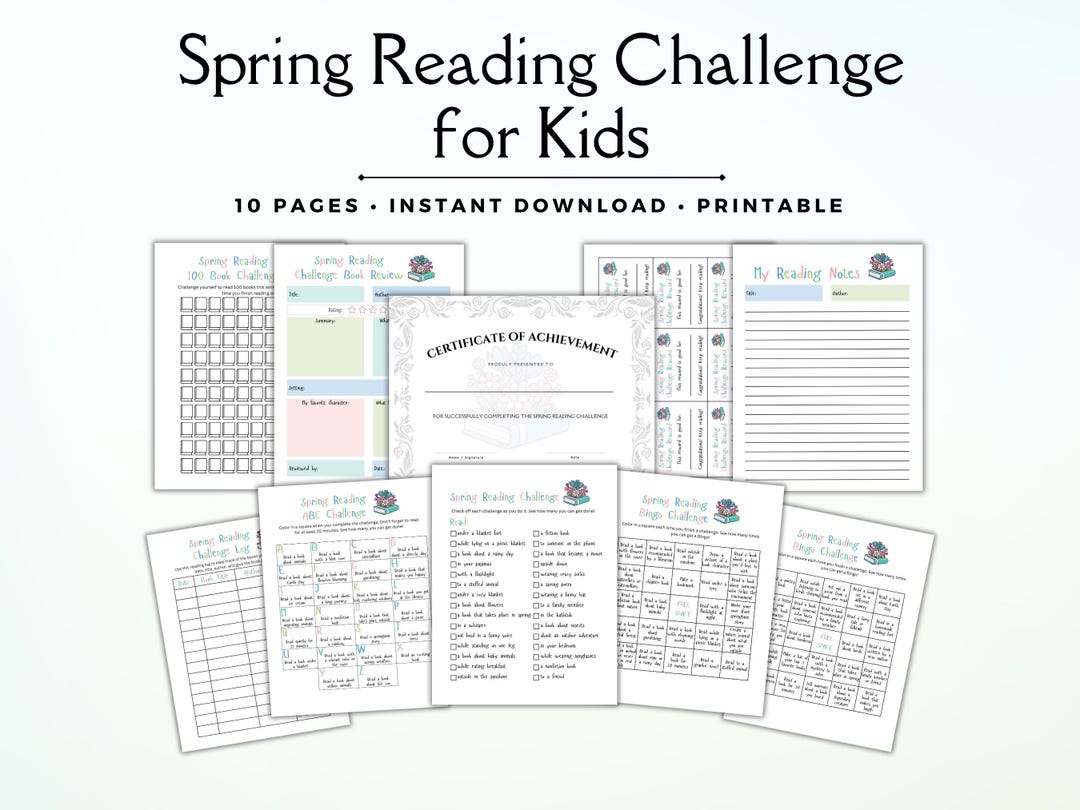 Spring Reading Challenge for Kids, Spring Break Reading Challenge, Kids ...