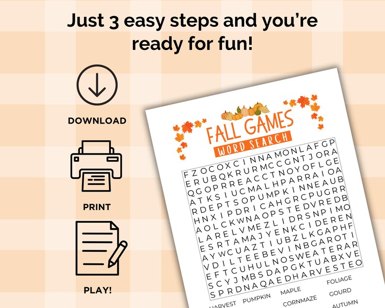 Fall Word Search, Fall Word Search Puzzle, Word Find, Autumn Word ...