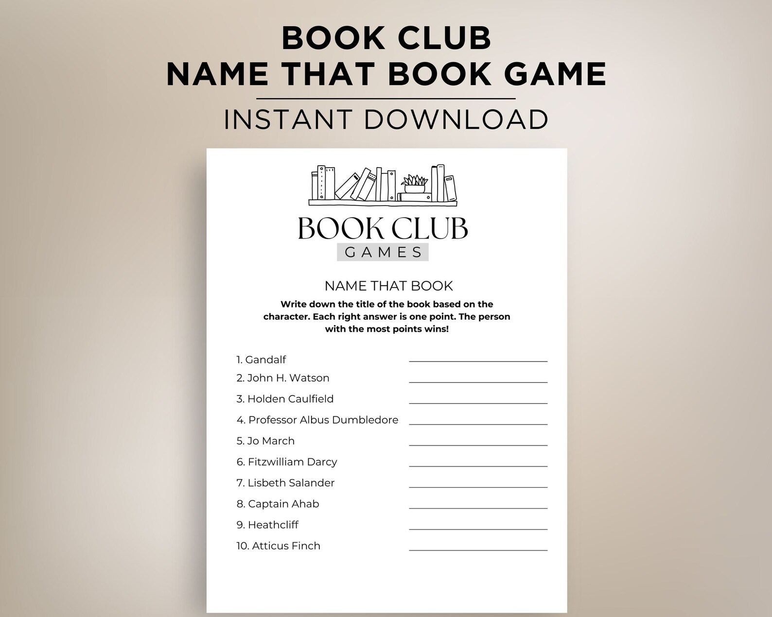 Book Club Name That Book Game, Book Club Icebreaker Game, Book Club ...