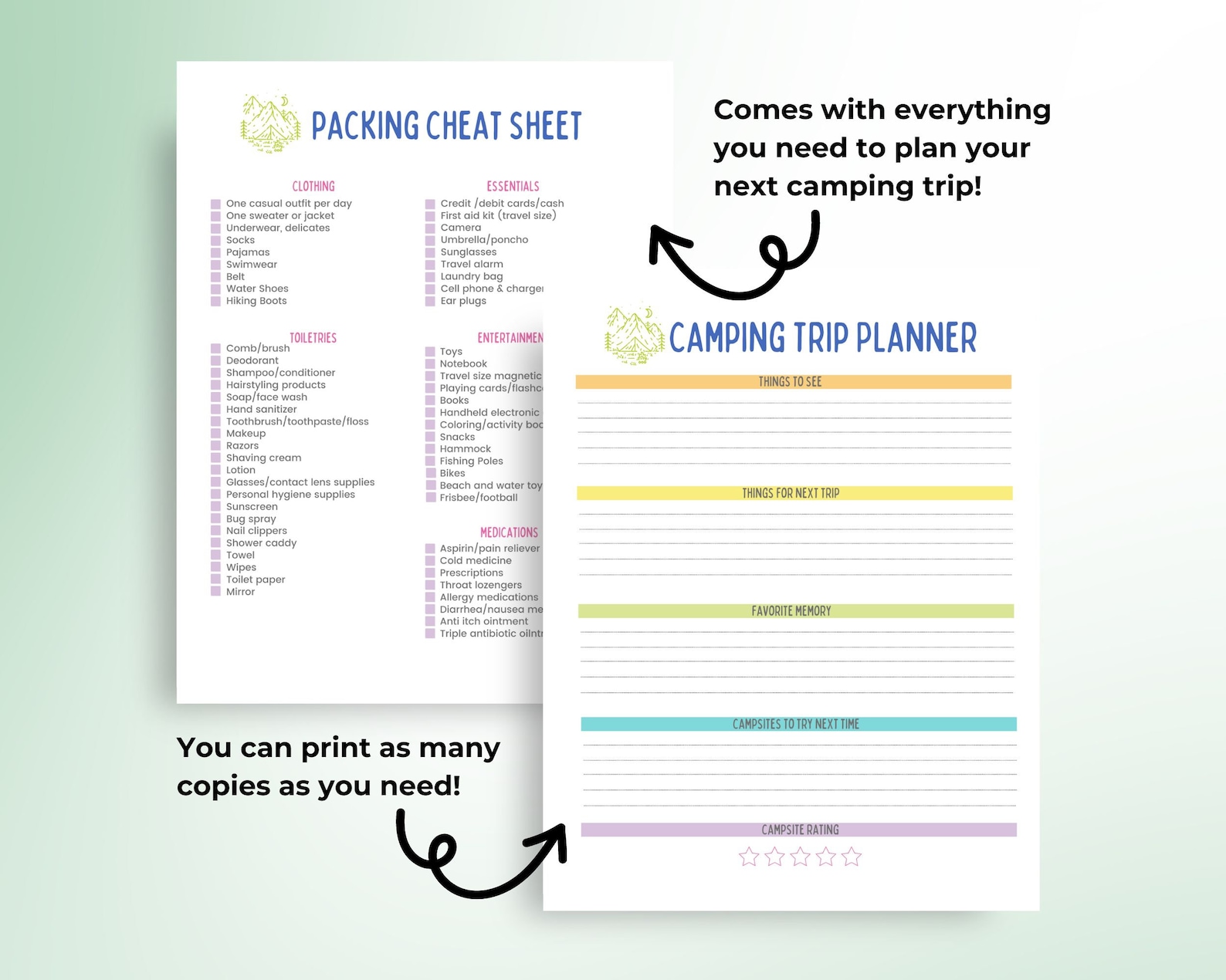 Camping Trip Planner, Printable Camping Planner, Camp Checklist, Camp ...