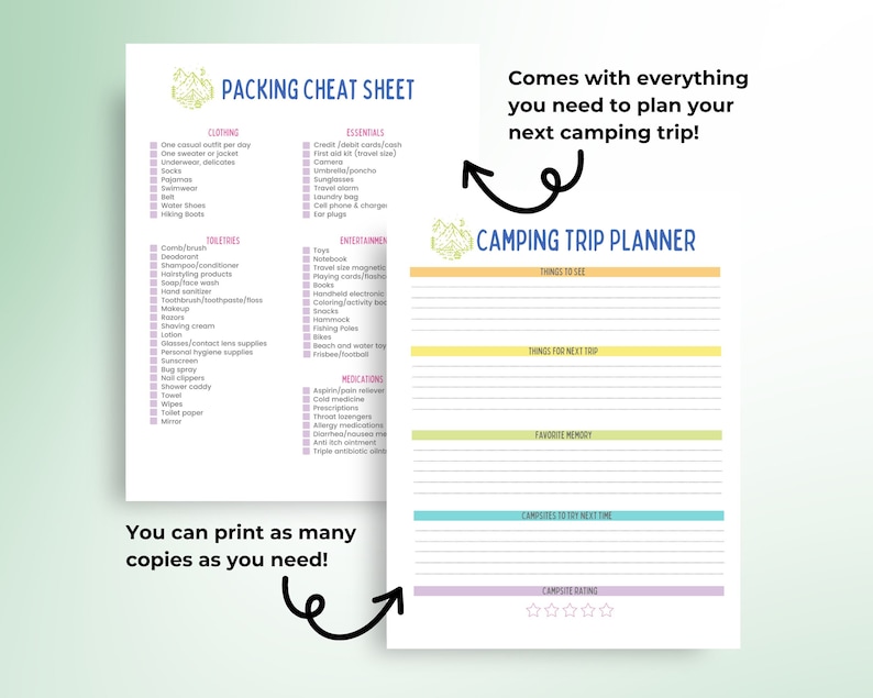 Camping Trip Planner, Printable Camping Planner, Camp Checklist, Camp ...