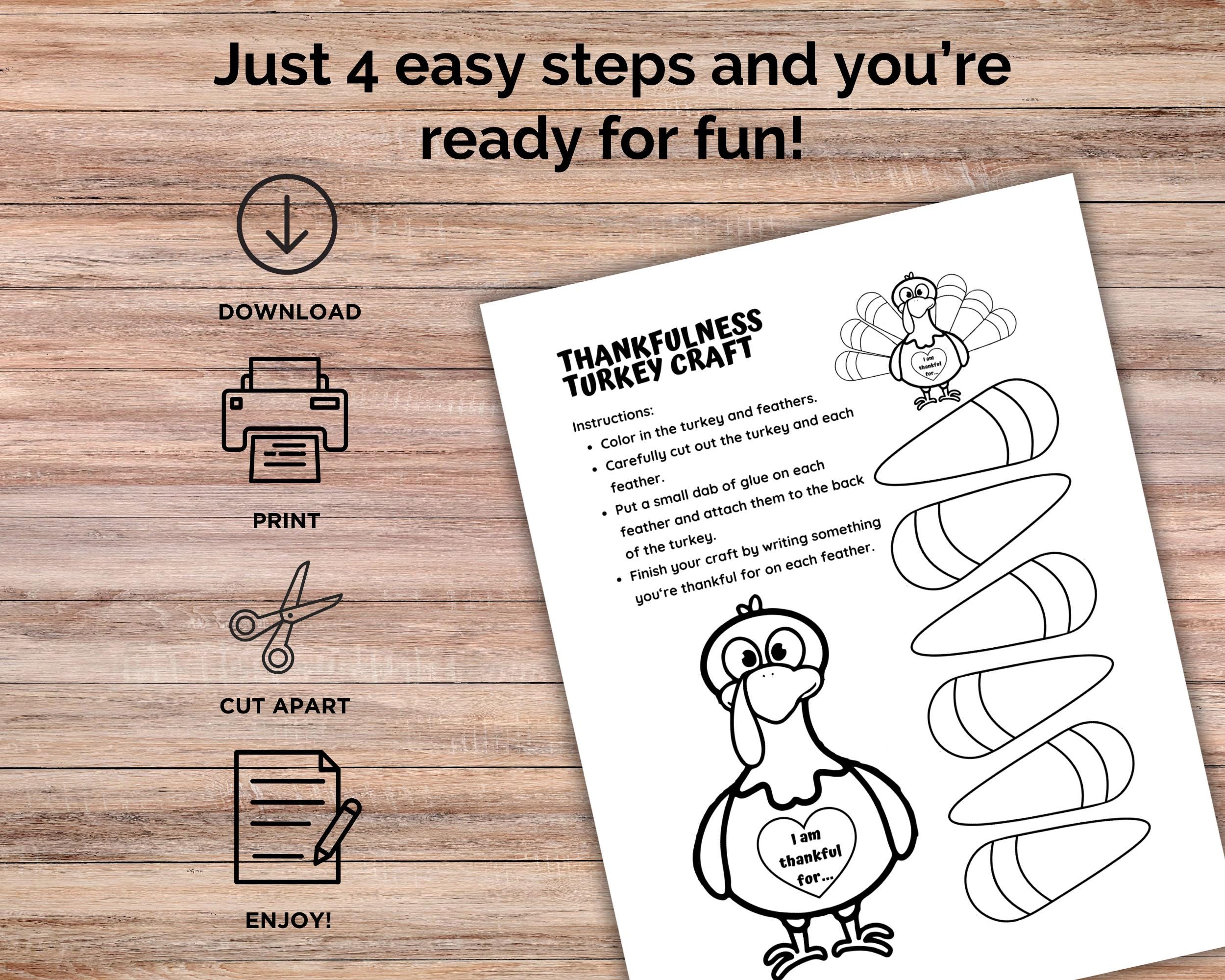 Thankful Turkey Craft, Gratitude Turkey Activity, Kids Turkey Craft ...