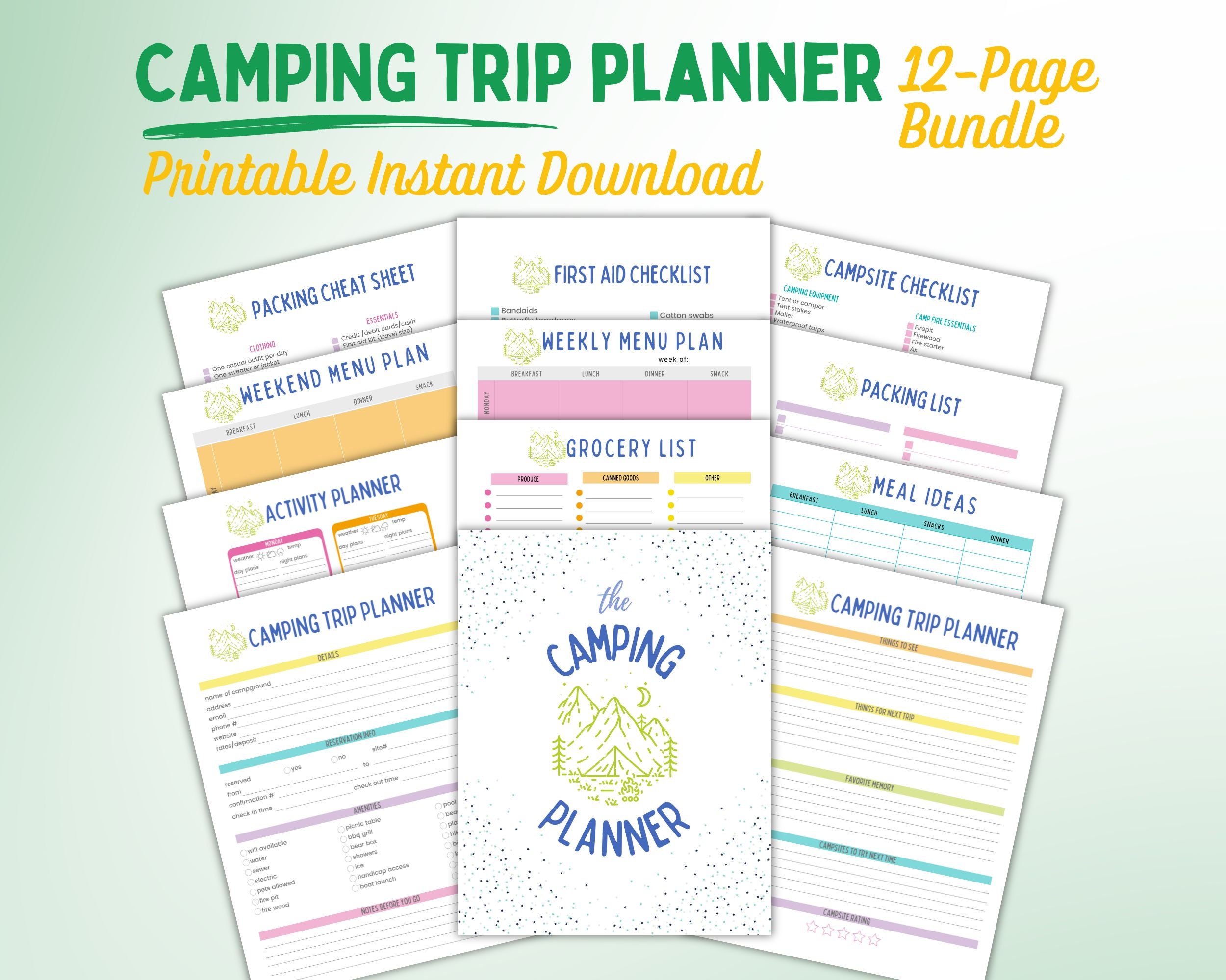 Camping Trip Planner, Printable Camping Planner, Camp Checklist, Camp Planner, Camping Trip ...
