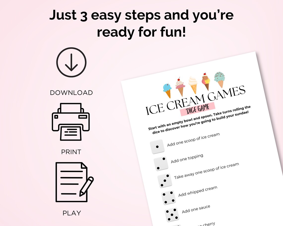 Ice Cream Dice Game, Build a Sundae Game, Ice Cream Game, Ice Cream ...