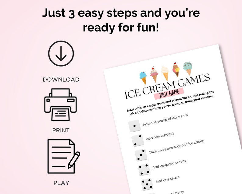 Ice Cream Dice Game, Build a Sundae Game, Ice Cream Game, Ice Cream ...