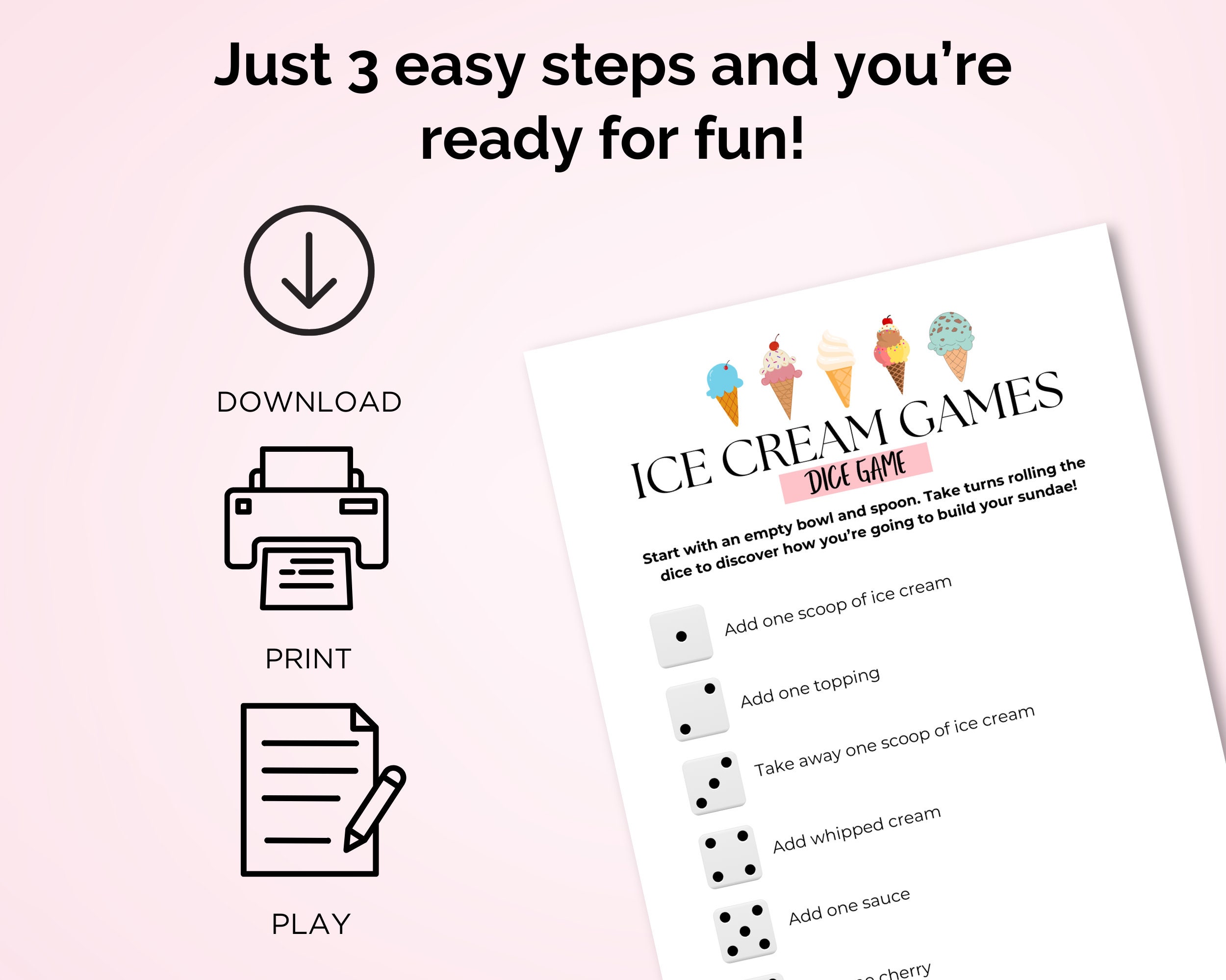 Ice Cream Dice Game, Build a Sundae Game, Ice Cream Game, Ice Cream ...