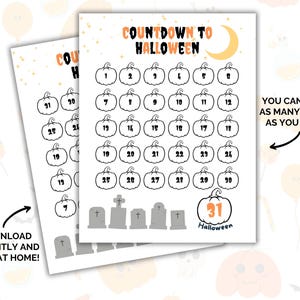 Halloween Countdown Printable, Countdown to Halloween, Halloween Advent ...