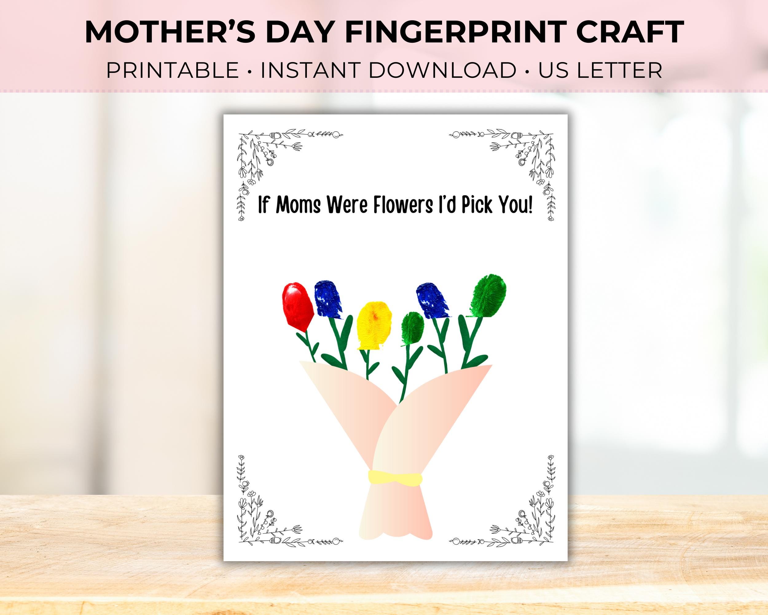 Mother's Day Fingerprint Craft, Mothers Day Craft, Fingerprint Keepsake ...