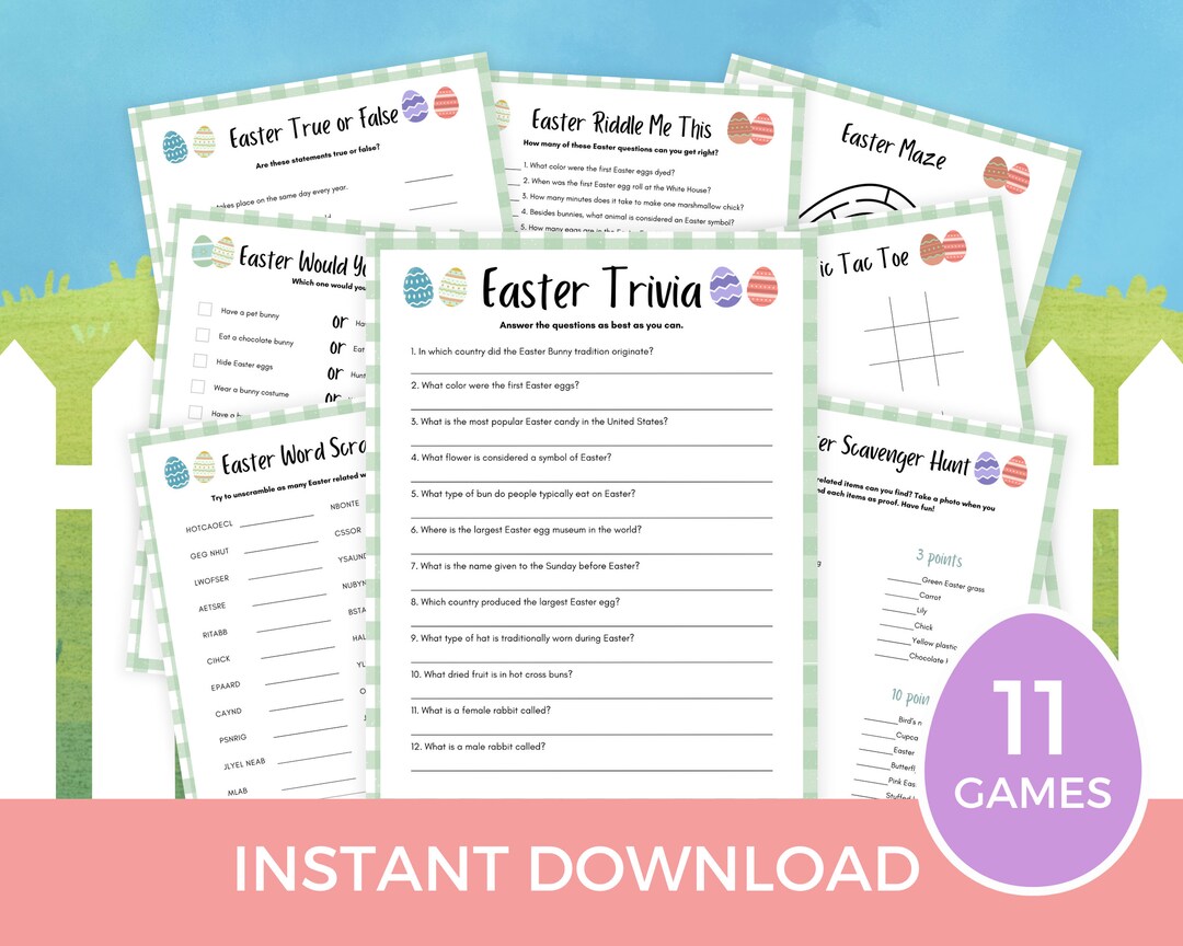 Easter Party Games Bundle, Easter Games, Easter Family Games, Printable ...