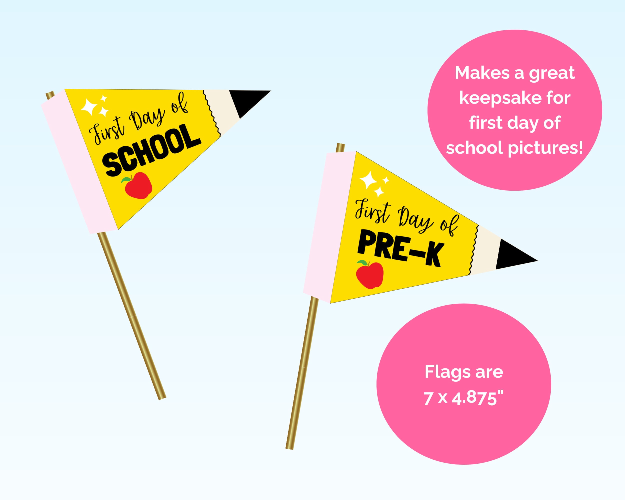First Day of Pre-k Pennant Flags, Printable Back to School Flags, 1st ...