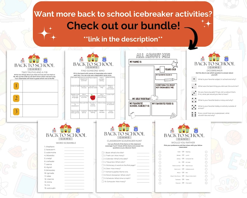 Back to School Dicebreaker Game, Back to School Dice Game, Back to ...