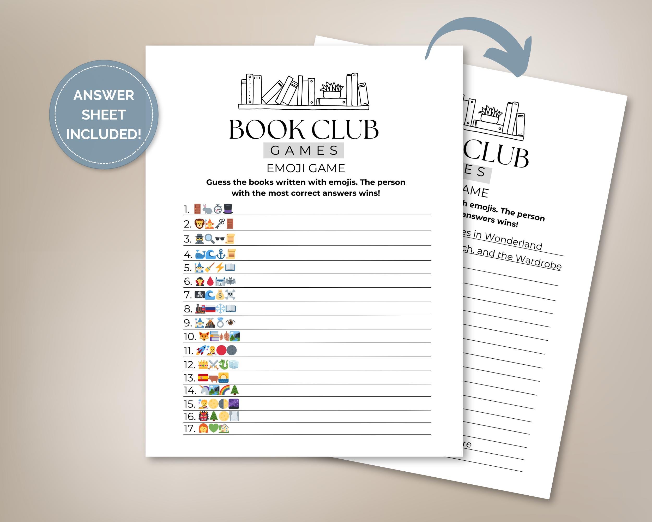 Book Club Emoji Game, Book Title Emoji Game, Emoji Guessing Game, Book ...