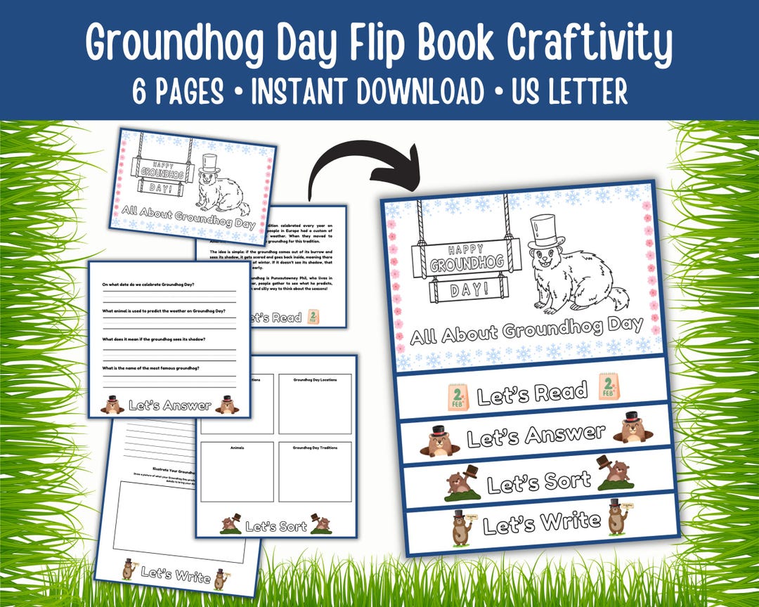 Groundhog Day Flip Book Craftivity, Groundhog Day Reading and Writing ...