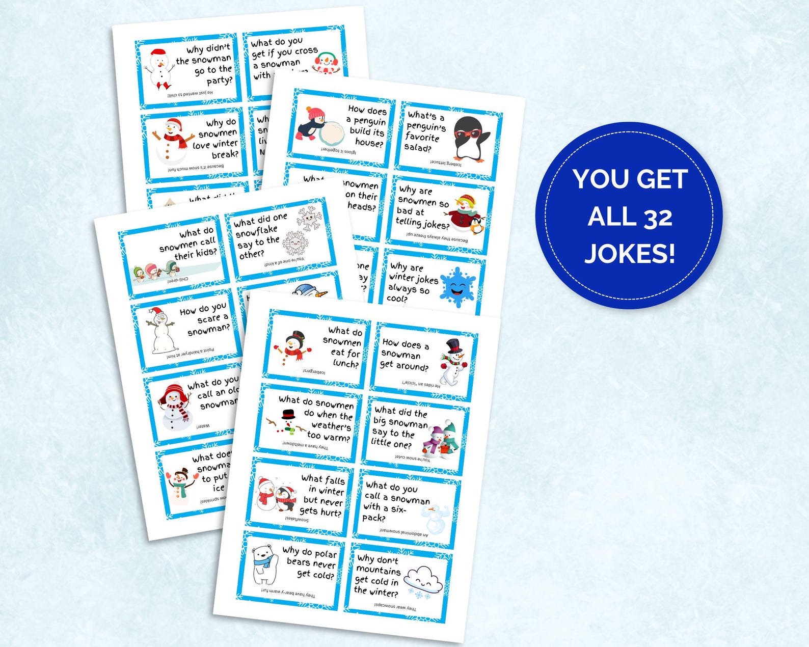 Winter Lunchbox Jokes, Lunch Box Notes, Printable Lunch Notes for Kids ...