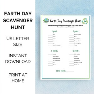 Earth Day Scavenger Hunt Printable, Earth Day Scavenger Hunt Worksheet ...