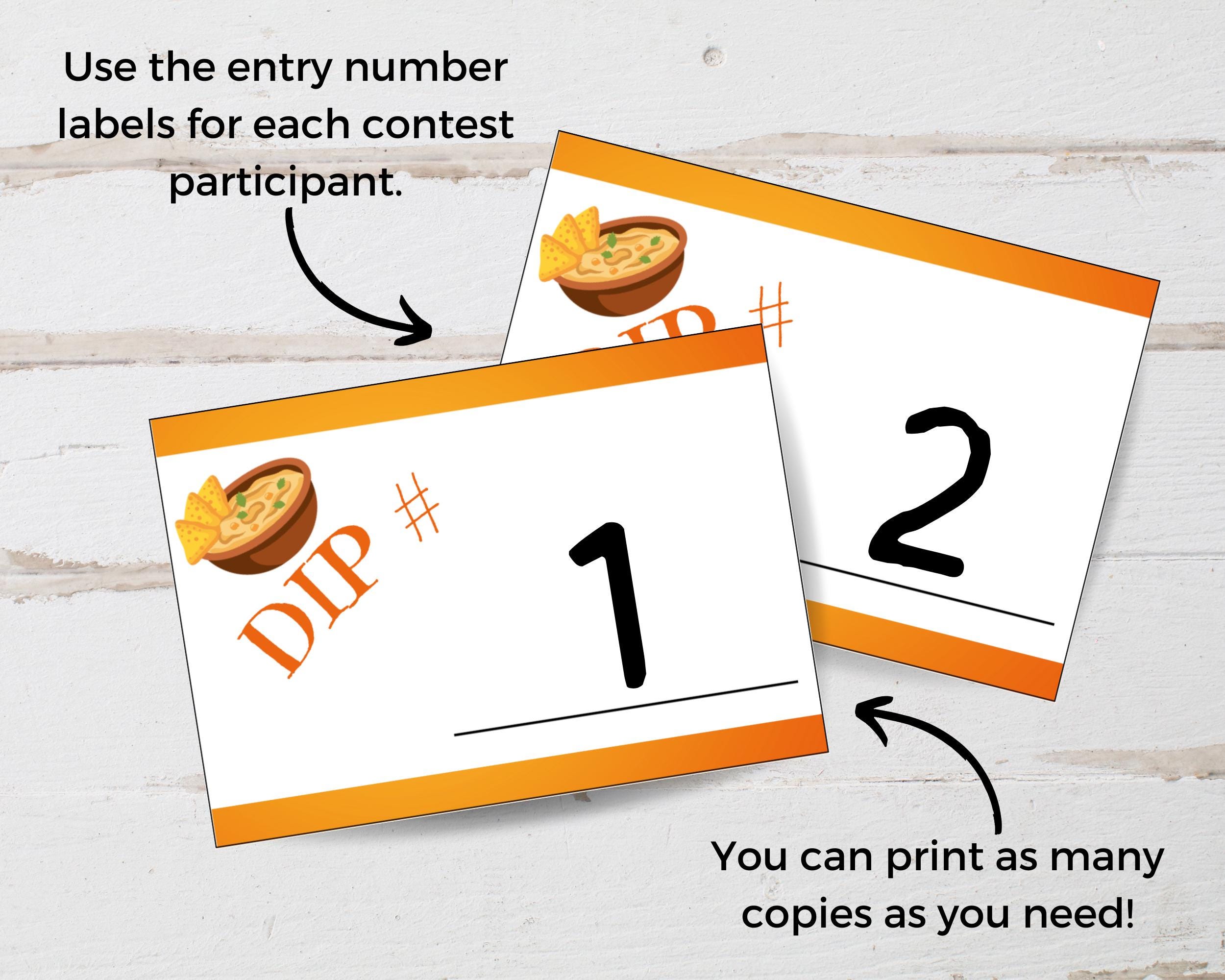 Dip Contest Kit, Dip Contest Score Card, Dip Rating Card, Dip Contest ...