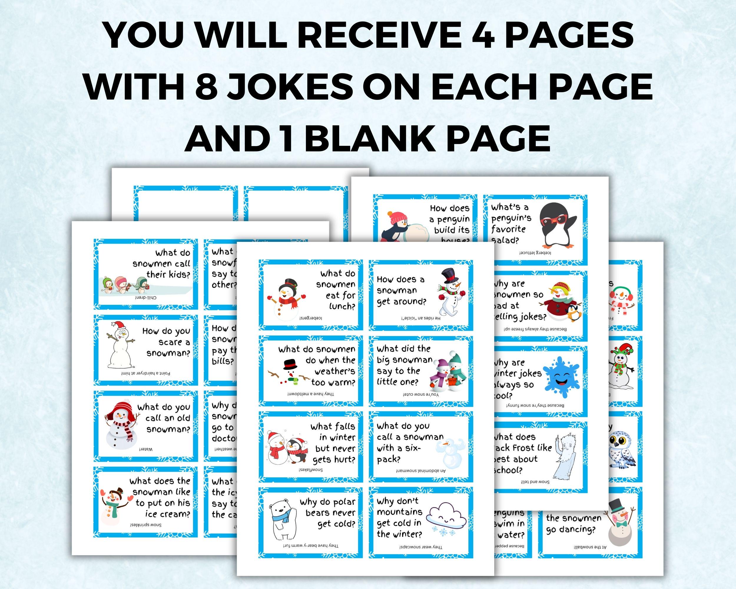 Winter Lunchbox Jokes, Lunch Box Notes, Printable Lunch Notes for Kids ...