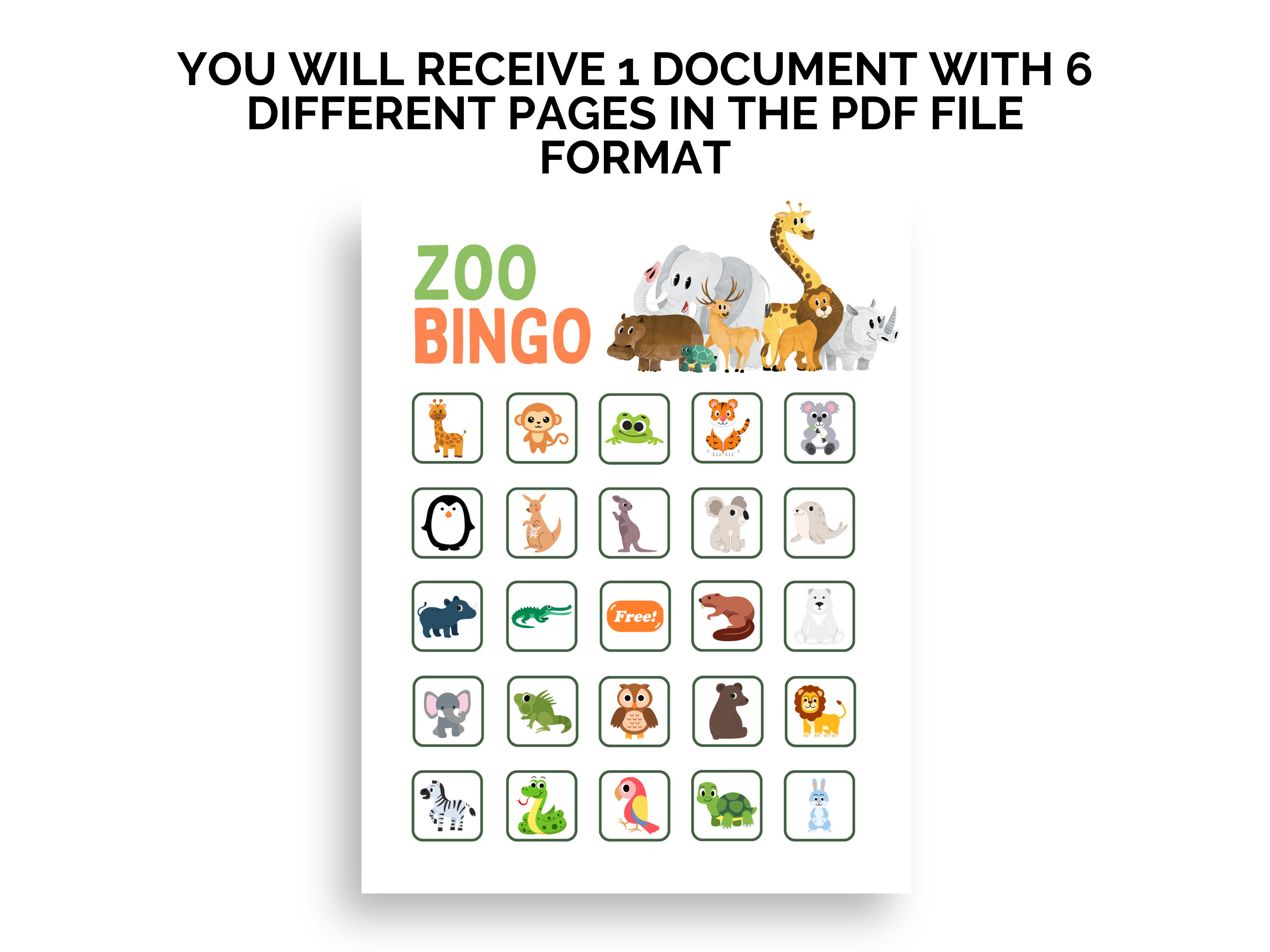 Zoo Bingo Cards, Printable Zoo Bingo Cards, Zoo Bingo, Animal Bingo ...