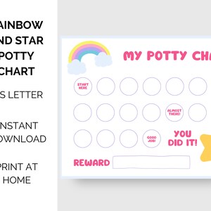 Rainbow and Star Potty Training Chart, Potty Training Chart Printable ...