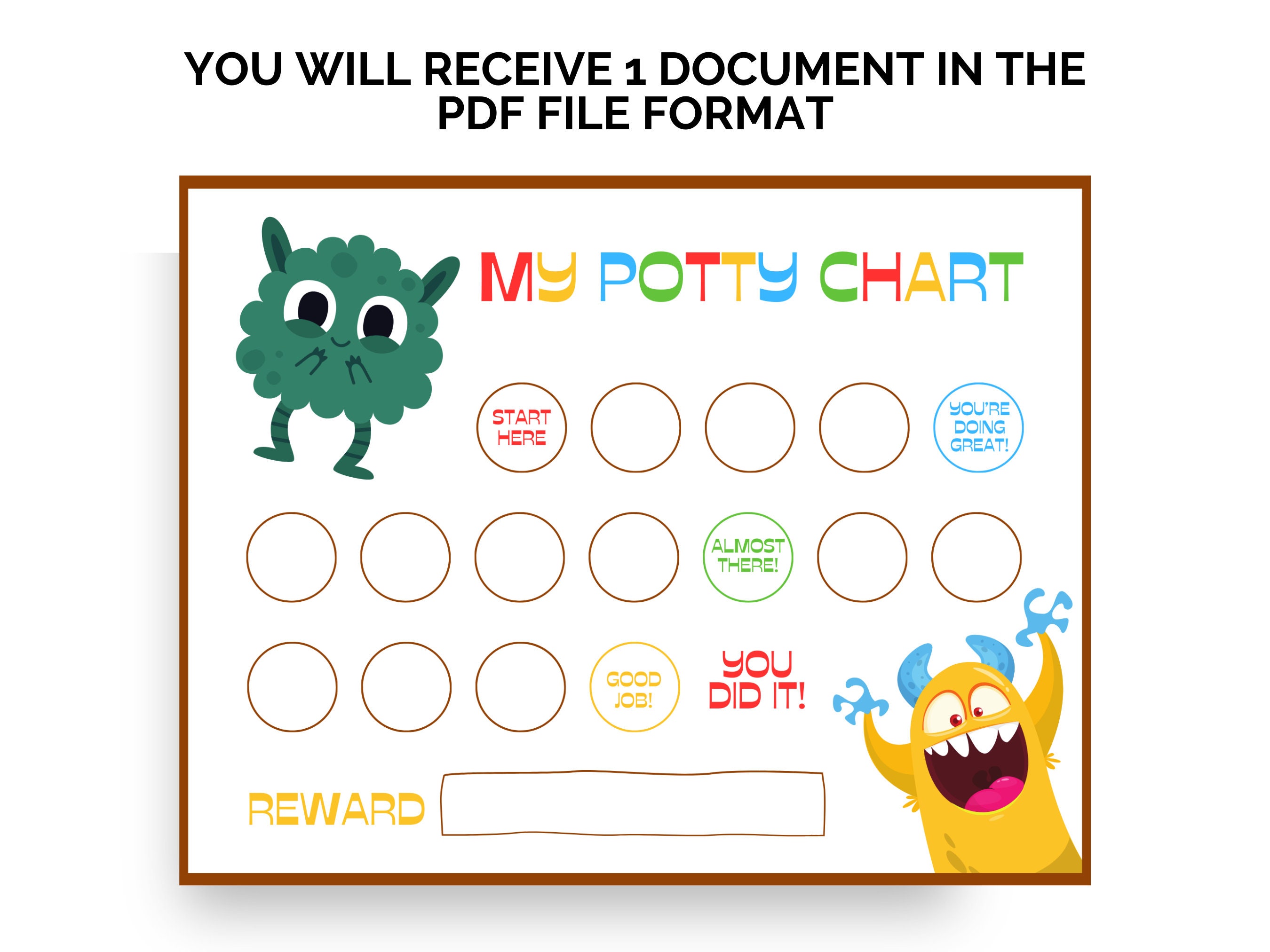 Happy Monster Potty Training Chart, Potty Training Chart Printable ...