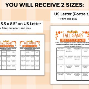 Fall Find Someone Who Game, Fall Find the Guest Bingo, Printable Fall ...