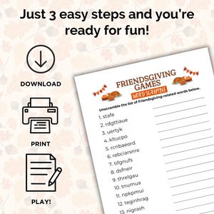 Friendsgiving Word Scramble, Friendsgiving Game, Word Scramble Game ...