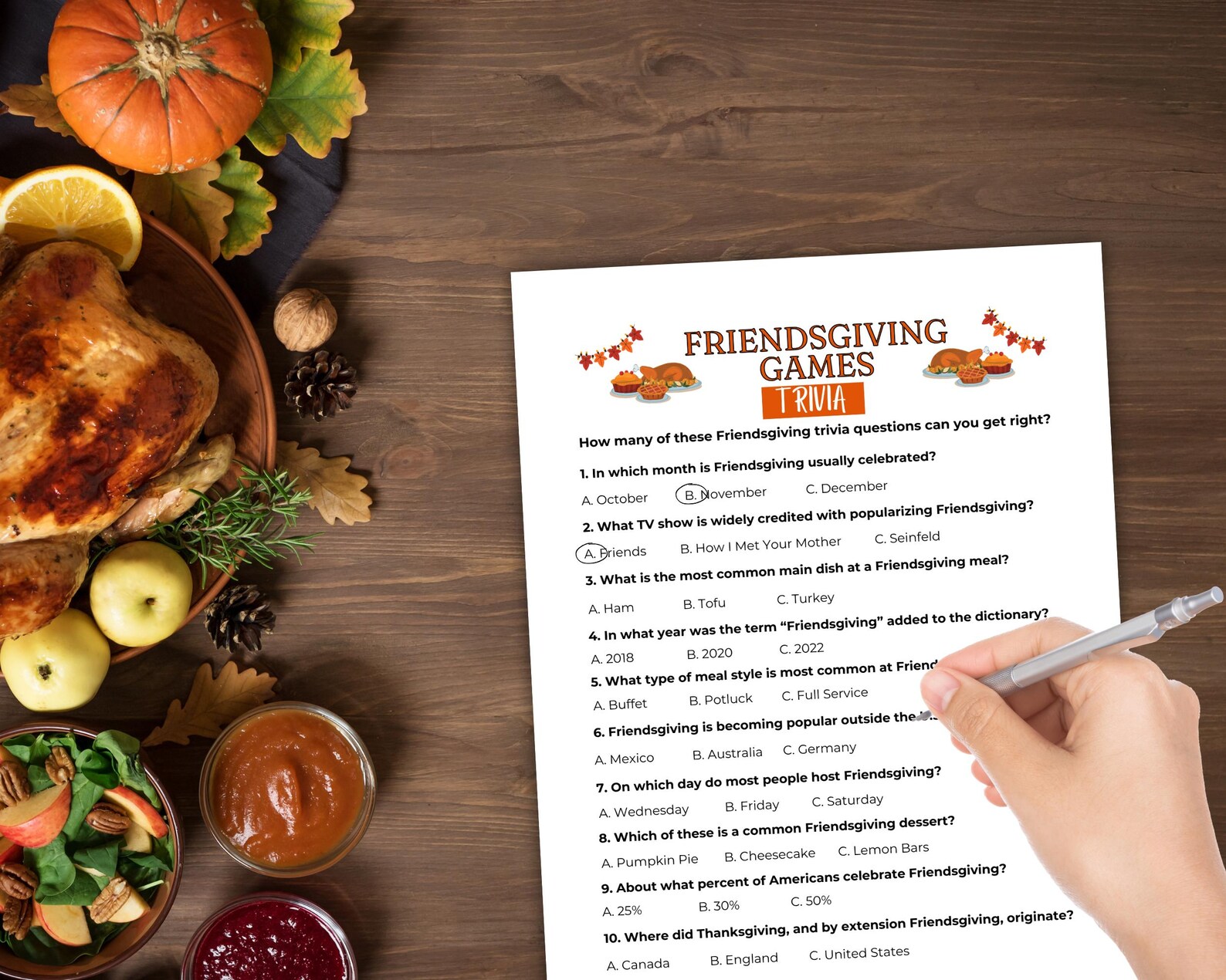 Friendsgiving Trivia, Friendsgiving Trivia Game, Friendsgiving ...