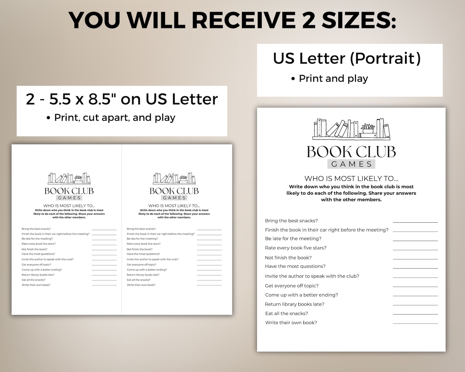 Book Club Who is Most Likely to Game, Book Club Icebreaker Game, Book ...