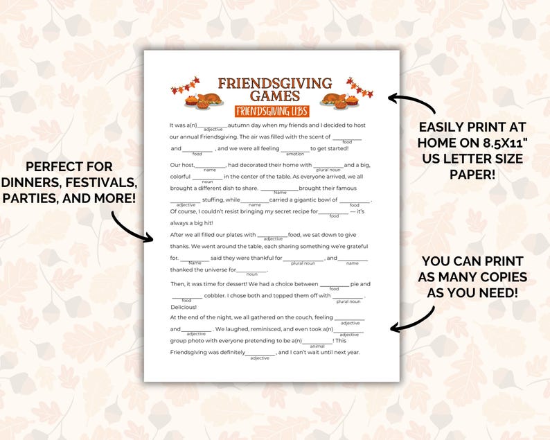 Friendsgiving Libs, Friendsgiving Ad Libs, Friendsgiving Games ...