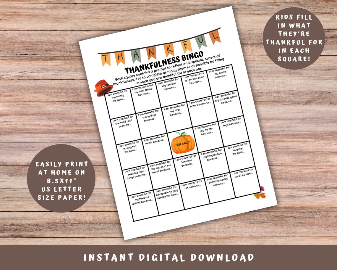 Gratitude Bingo, Thankfulness Bingo, Thanksgiving Bingo, Gratitude ...