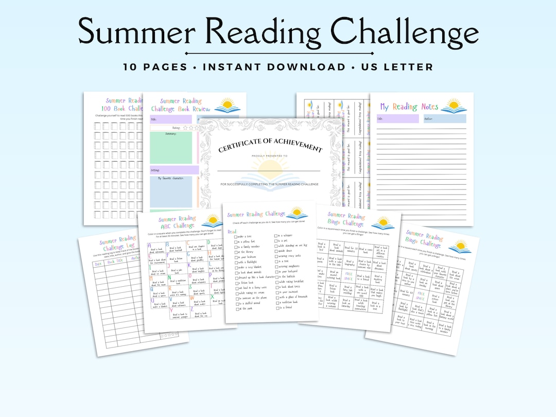 Summer Reading Challenge for Kids, 100 Book Tracker for Kids, Kids ...