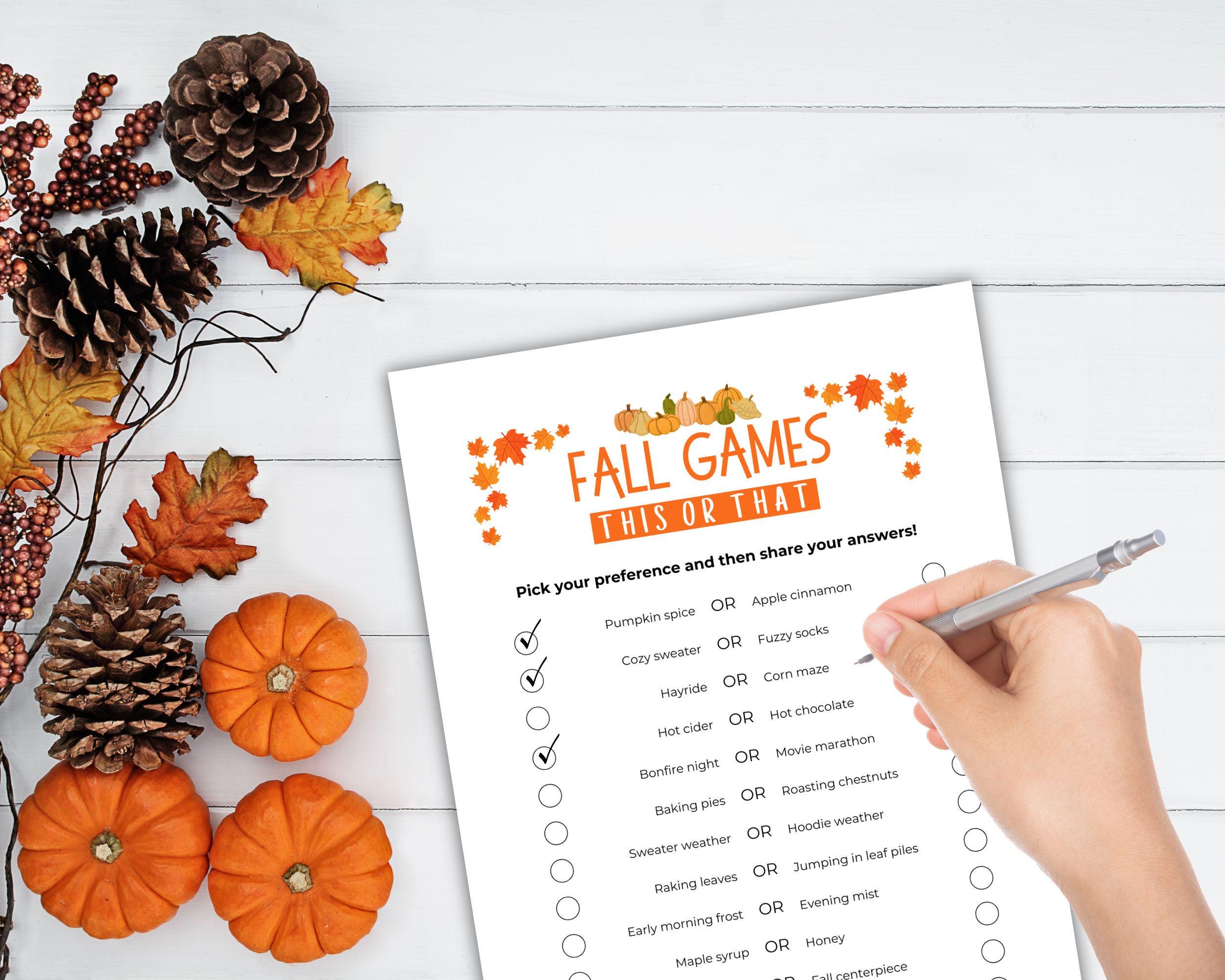 Fall Games, Fall Game Bundle, Autumn Games for Kids and Adults, Fall ...