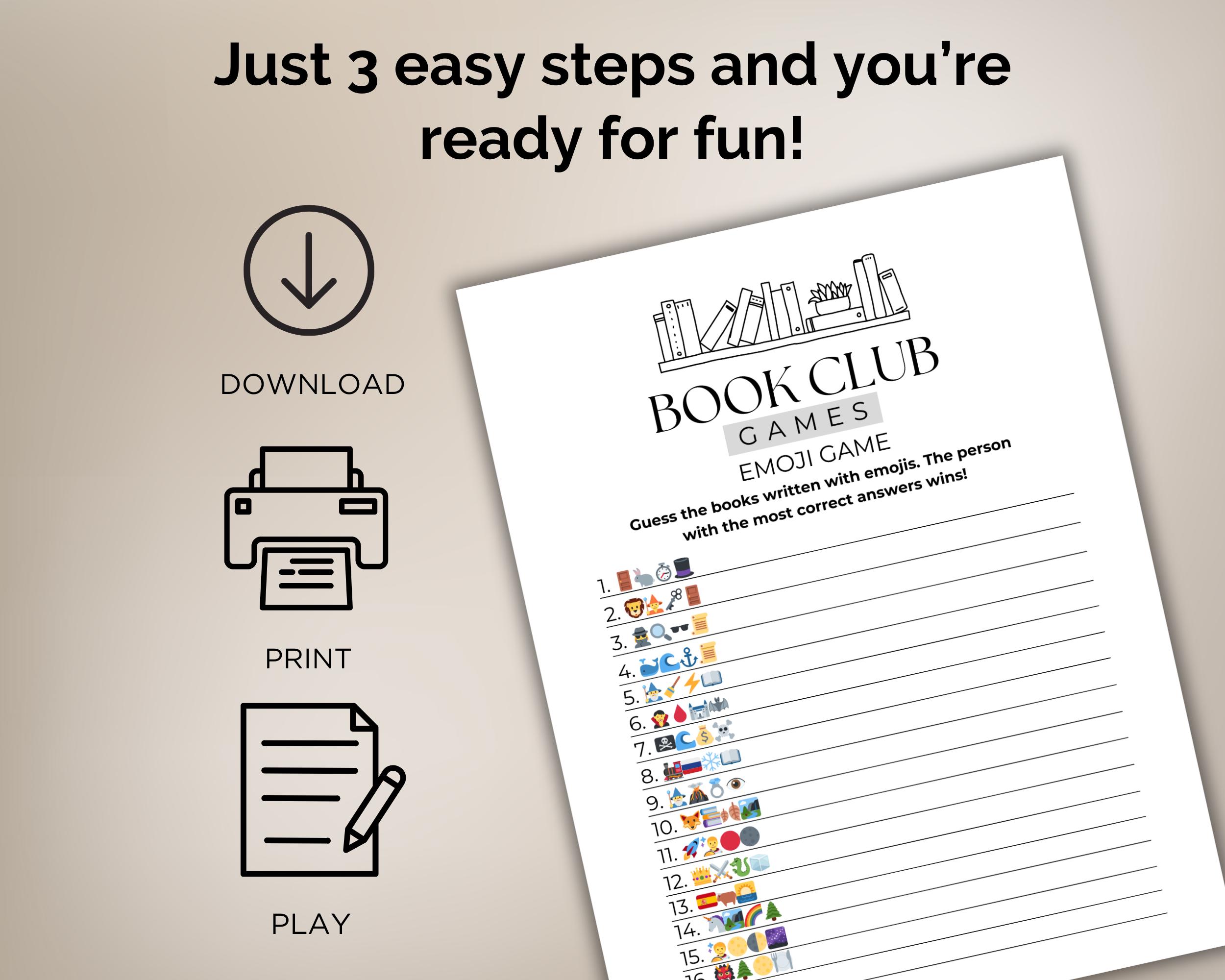 Book Club Emoji Game, Book Title Emoji Game, Emoji Guessing Game, Book ...