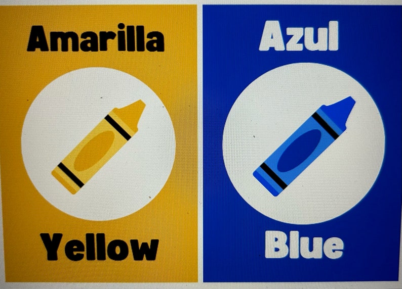 ¡Tarjetas didácticas bilingües en color de 5 páginas! - Etsy México