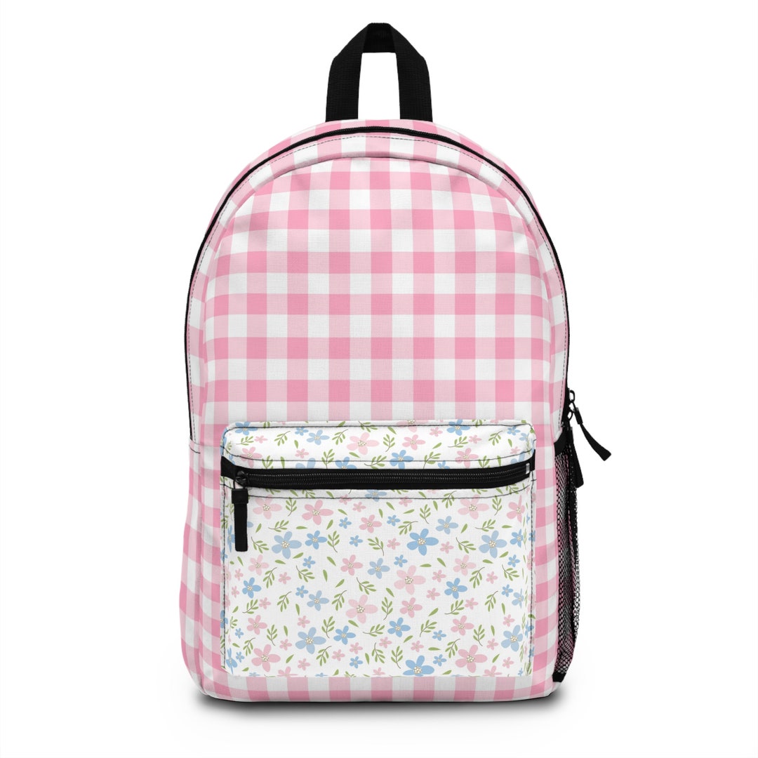 Girly Pink Gingham Backpack With Laptop Pocket, Ideal College Commuter ...