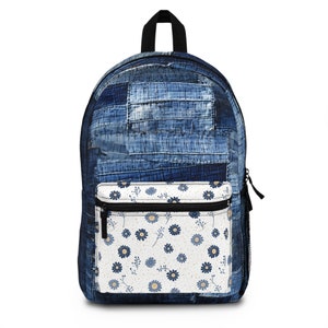 Denim Backpack Denim Shoulder Bag Denim Design Bookbag Denim Look ...