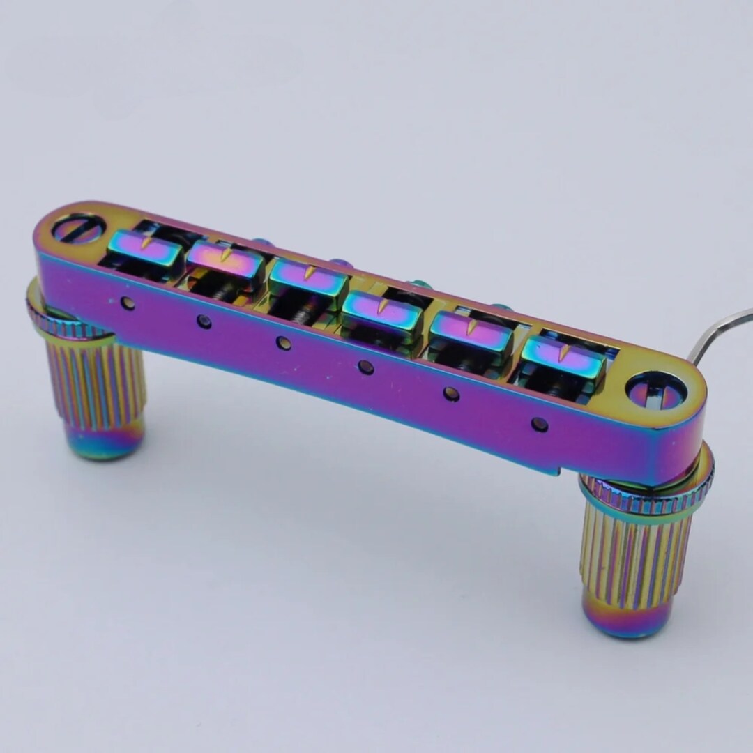 Stop Bar Tailpiece With Anchors and Studs Rainbow for Les Paul & SG ...