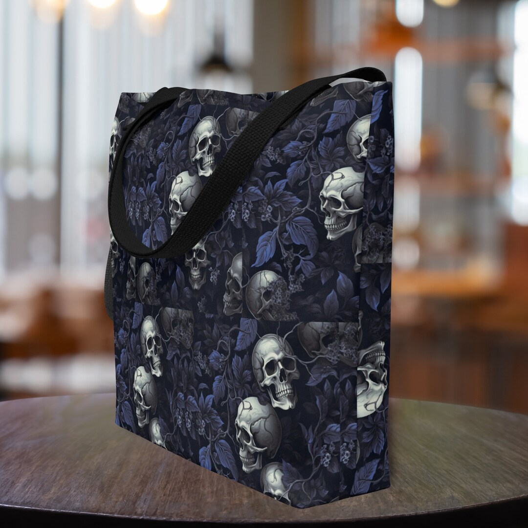 Skull All-over Print Tote Bag: Halloween Graphic - Etsy