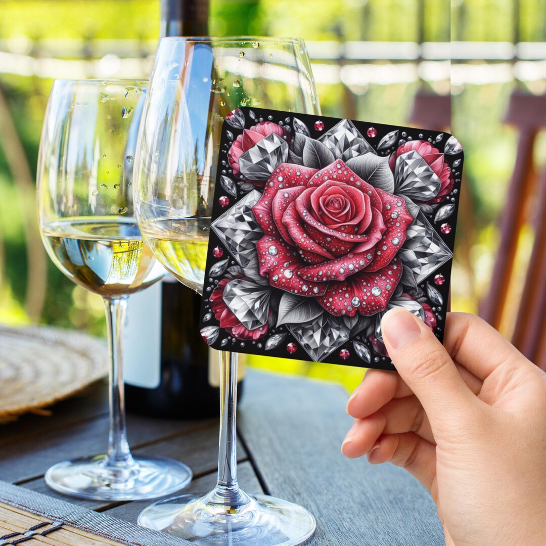 Colored Roses Cork-back Coaster Red Mauve Gold Brown Pink Multicolor ...