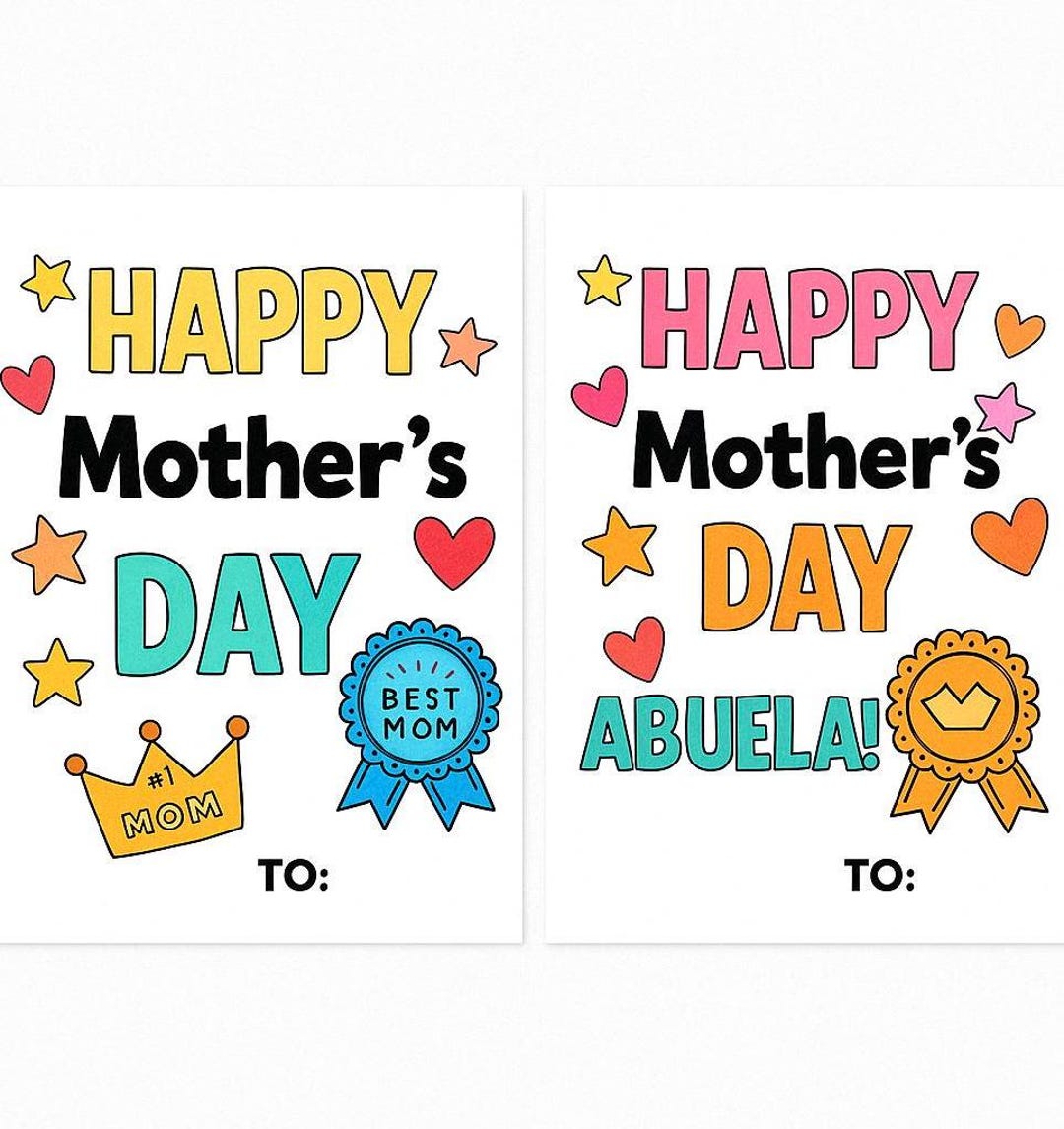 Mother's Day Coloring Card Bundle – DIY Gift for Mom & Abuela (digital ...