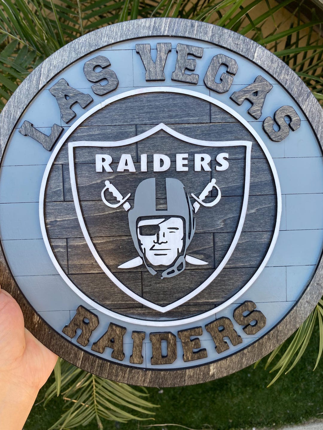 Las Vegas Raiders Hand Made 11.5”x 11.5” Round Wood Sign - Etsy